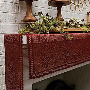 Heritage Lace Dark Paprika Oak Leaf Mantle Scarf, Standard