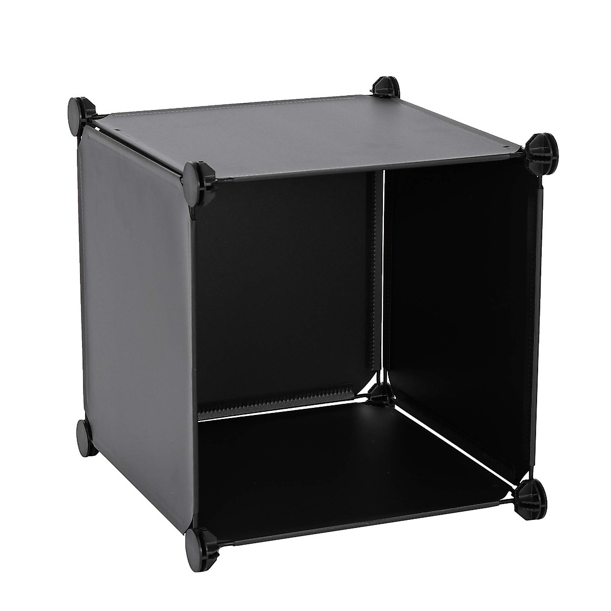 SUPER DEAL Cube Storage Organizer Shelf 16 Cubes Shoe Rack Bookcase Display Shleves Plastic DIY Modular Cabinet Closet with Metal Hammer for Home Bedroom, Living Room, Bathroom, Office, Black