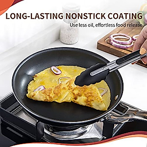 N++A Nonstick Frying Pan 9.5 Inch, PFOA-free Induction Frying Pan, Oven Safe Skillet Nonstick, Cooking Omelette Pan with Stainless Steel Handle, Dishwasher Safe, Aluminum, Black