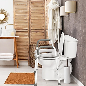 Bogural Raised Toilet Seat with Handles, Height Adjustable Elevated Toilet Seat Riser, 400 lbs Toilet Seat Riser for Seniors, Disabled and Pregnant, Fit Any Toilet