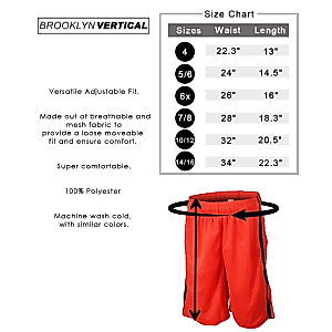 BROOKLYN VERTICAL Boys 5-Pack Athletic Performance Basketball Shorts with Pockets and Drawstring Closure (14/16, Combo A)