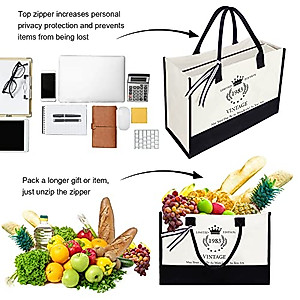 40th Birthday Gifts for Women, Canvas Tote Bag with Zipper Suitable for 40 Year Old Birthday Gifts for Women, 40th Birthday Decorations for Women