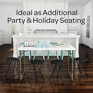 Lavish Home 18-Inch Folding Bar Heavy-Duty Padded Portable Stool with 300-Pound Capacity for Dorm, Recreation Game Room, Black