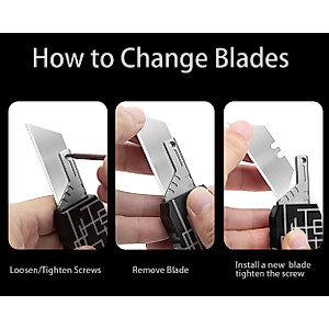 Tenchilon T386 EDC Auto Box Cutters Retractable Heavy Duty Cardboard Cutter Utility Knife, 10pcs Extra Replaceable Blade Pocket Knife With Pants Clip, Glass Breaker (Black)