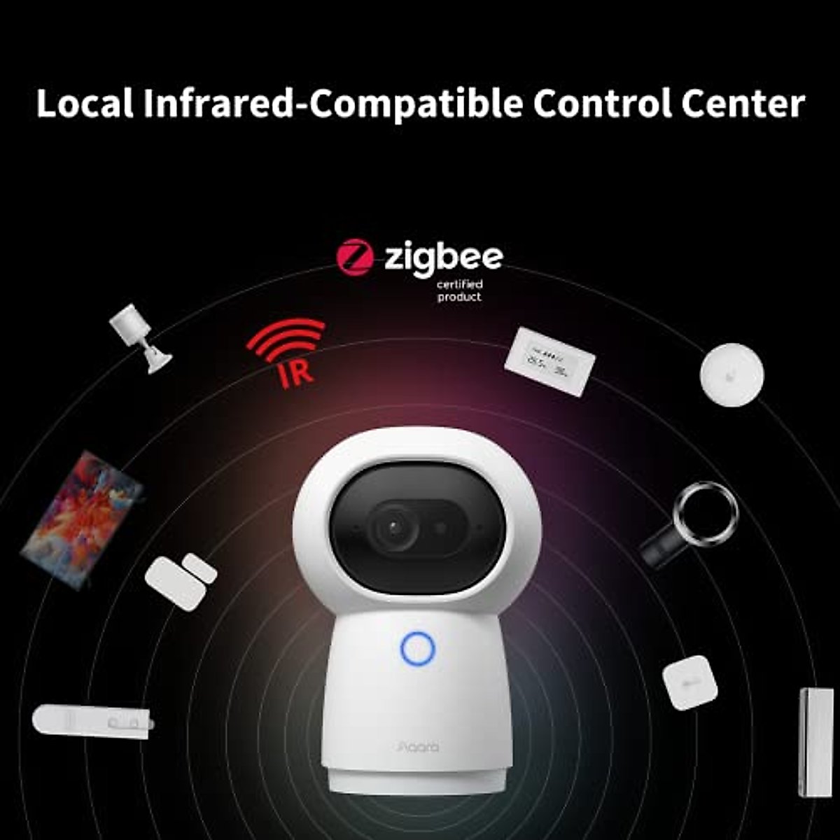 Aqara 2K Security Indoor Camera Hub G3 Plus Smart Light Switch (No Neutral, Single Rocker), AI Facial and Gesture Recognition, Infrared Remote Control, 360° Viewing Angle via Pan and Tilt