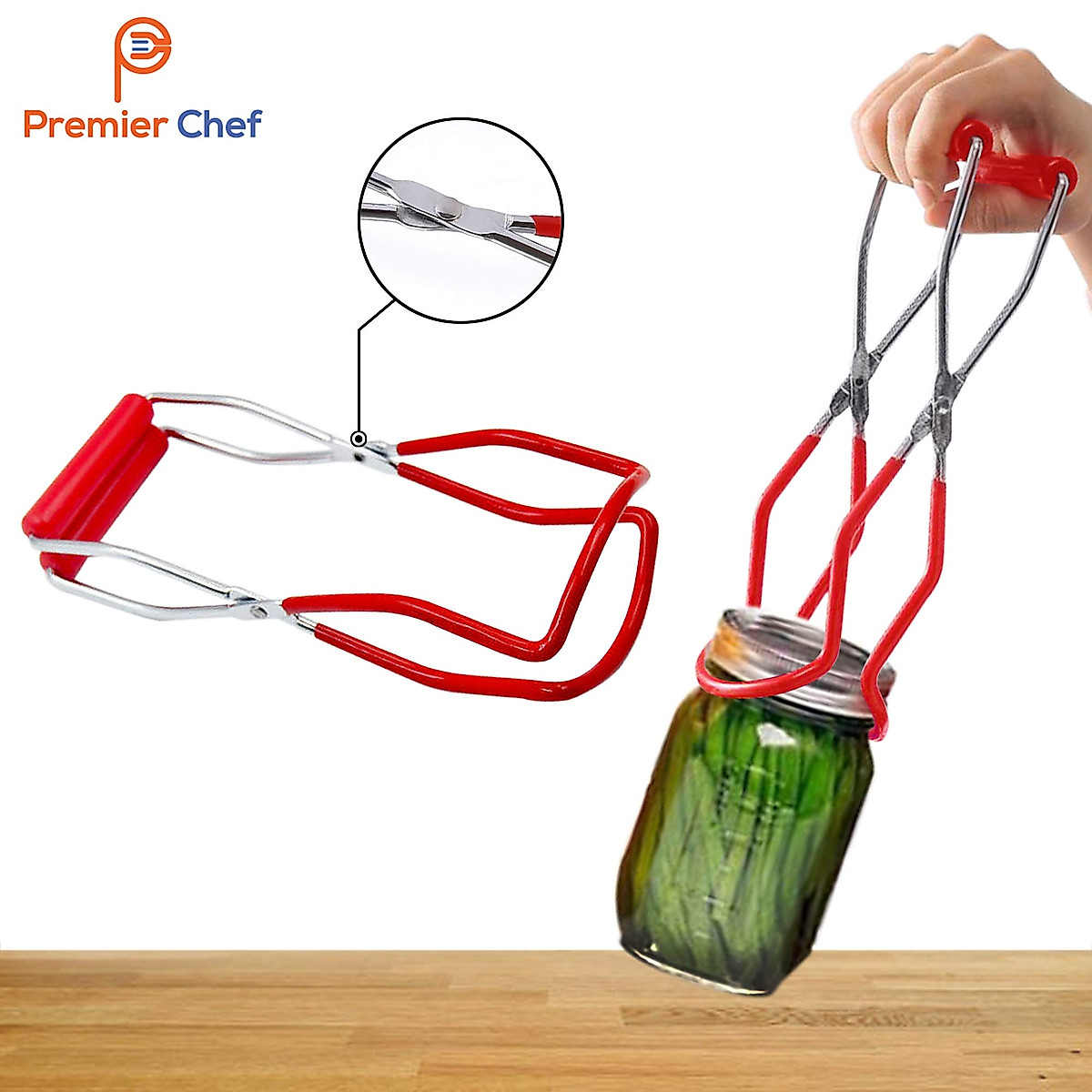Premier Chef Canning Jar Lifter-Canning tongs- Safely remove any size canning jar from boiling water-Quality stainless steel