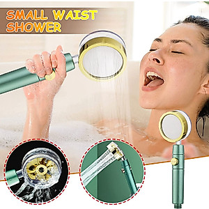 Pressurized Shower Head, 2 Filters, 360° Turbo Spa High Pressure Nozzle, Handheld Hydro Shower Head with 3 Modes Switches, Driven Handheld Shower Head One-Touch Water Stop