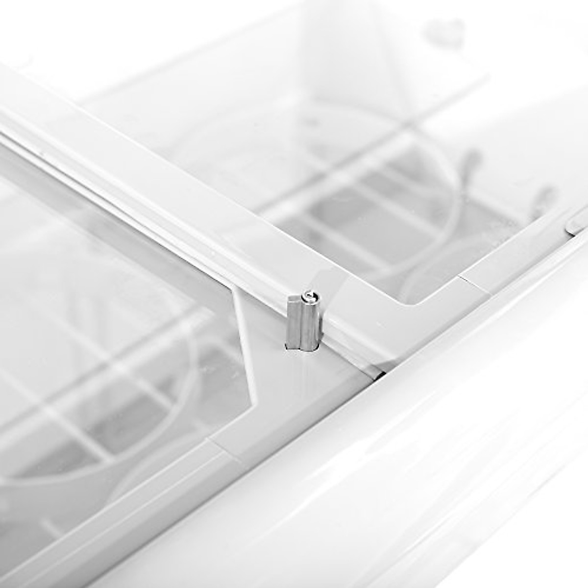 Duura Commercial Mobile Ice Cream Display Chest Freezer Sub Zero Temp Flat Glass Top Frost Free Lid with Wire Baskets, 52 Inch Wide 14 Cubic Feet, White