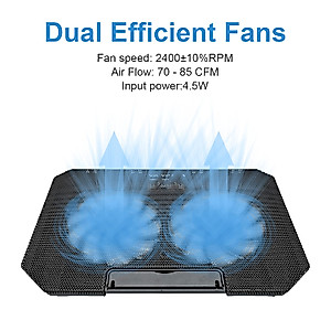 Laptop Cooling pad Laptop Cooler Stand Laptop Fan Cooling pad for 11-15.6 Inch Gaming Notebooks, 2 Turbine Fans,4 Angle Adjustable Laptop Cooling Stand (Black)