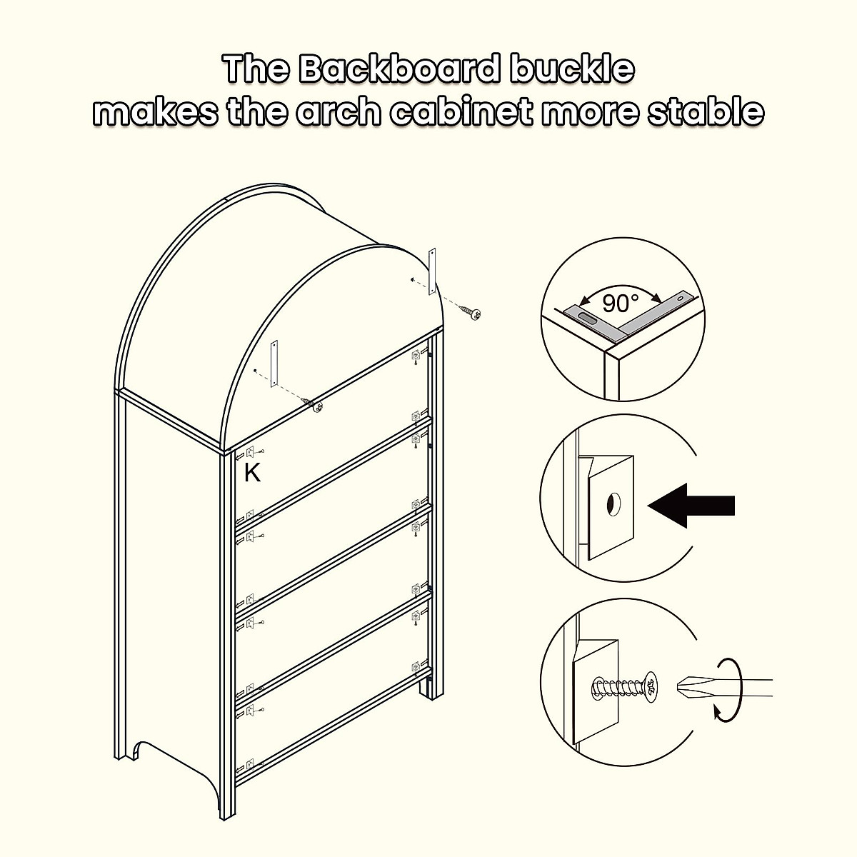 65" Tall Arched Cabinet, 4-Tier Arched Bookcase with 2 Drawers and Shelves, Arched Bookshelf with Storage, Kitchen Pantry Cabinet, Wooden Storage Cabinet for Kitchen,Living Room, Oak