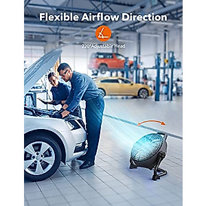 Battery-operated Fan, 15750mAh Battery Rechargeable Fan Industrial Cordless Fan Waterproof, 1700 CFM Airflow, Stepless Speed Control 220° Adjustable Head Portable Outdoor Fans Patios Bedroom