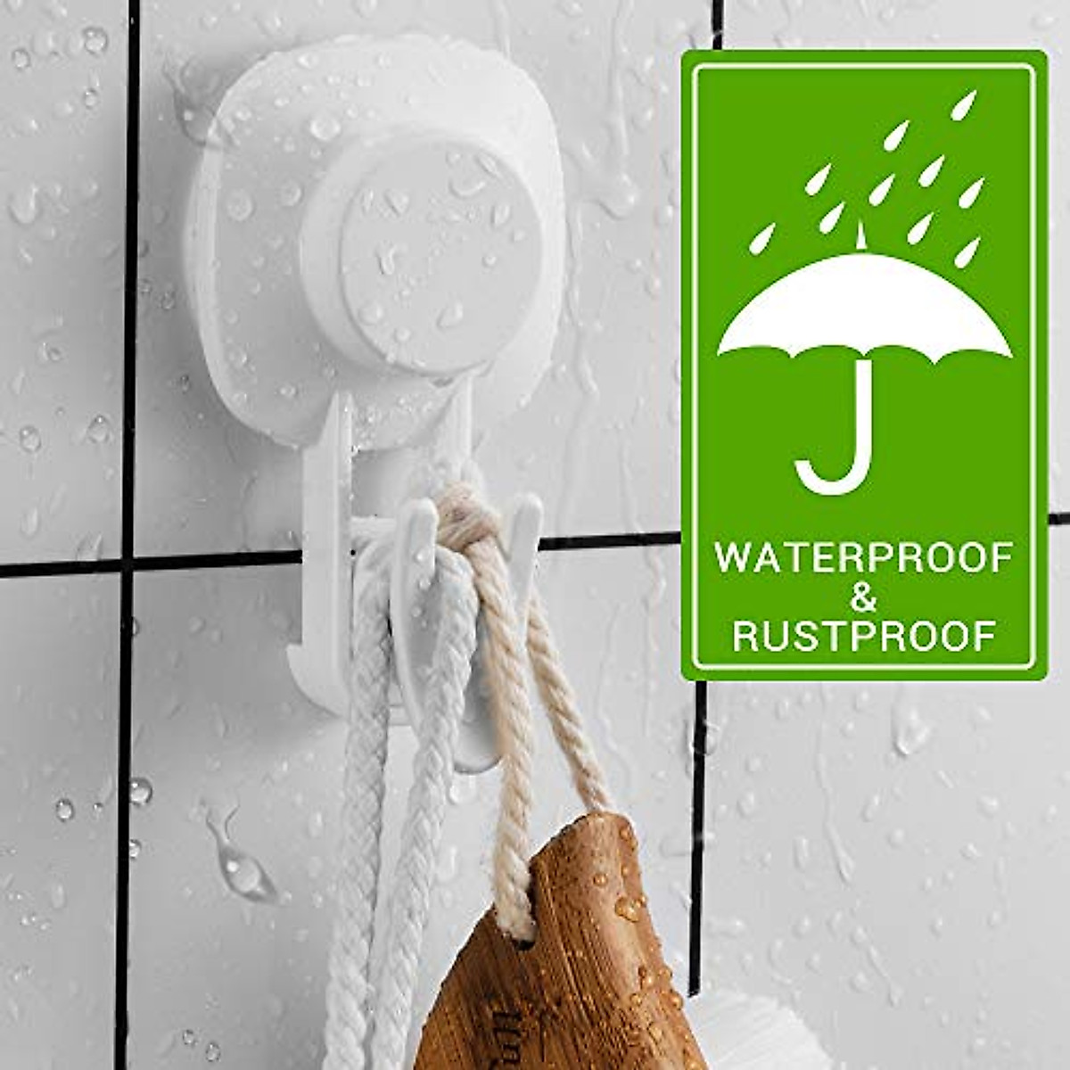 LUXEAR Suction Hooks, Strong Suction Cup Hook Waterproof Shower Hooks for Bathroom & Kitchen Powerful Vacuum Wall Hooks Removable for Towel Loofah Wreath Robe Cloth Key Bag-4 Pack