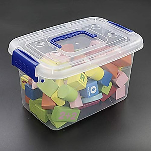 Obstnny Set of 6 Plastic Bins with Lid for Storage, 5 L Small Latching Containers for Organizing