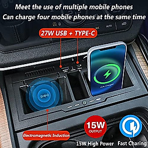 KZICWN New Center Console Car Wireless Charger Tray for Land Rover Defender (2020-2023) All Models,15W Fast Charger for Defender 90 110 130 X/X-DYNAMIC/V8/CARPATHIAN for I-Phone Sam-sung etc Qi Phones