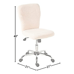 Boss Office Products Tiffany Fur Make-Up Modern Office Chair in Cream, 1 count