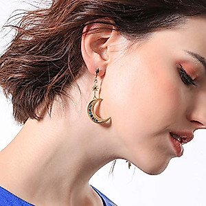 Dainty Long Dangle Earrings for Women Girls, Fashion Jewellry, Cute Gold Silver dangly, Upgrade Moon Stars Sun Earring …