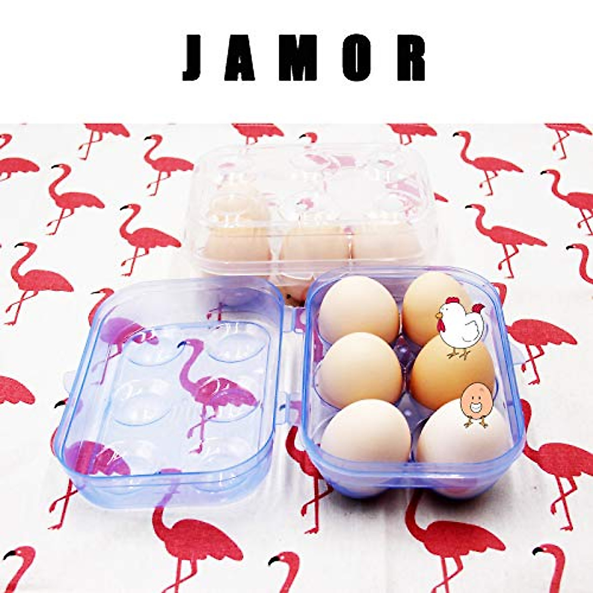 JAMOR 6 Grid Egg Storage Box Refrigerator Crisper Egg Protection Box Portable Egg Carriage Container For Camping Picnic Essential (White)