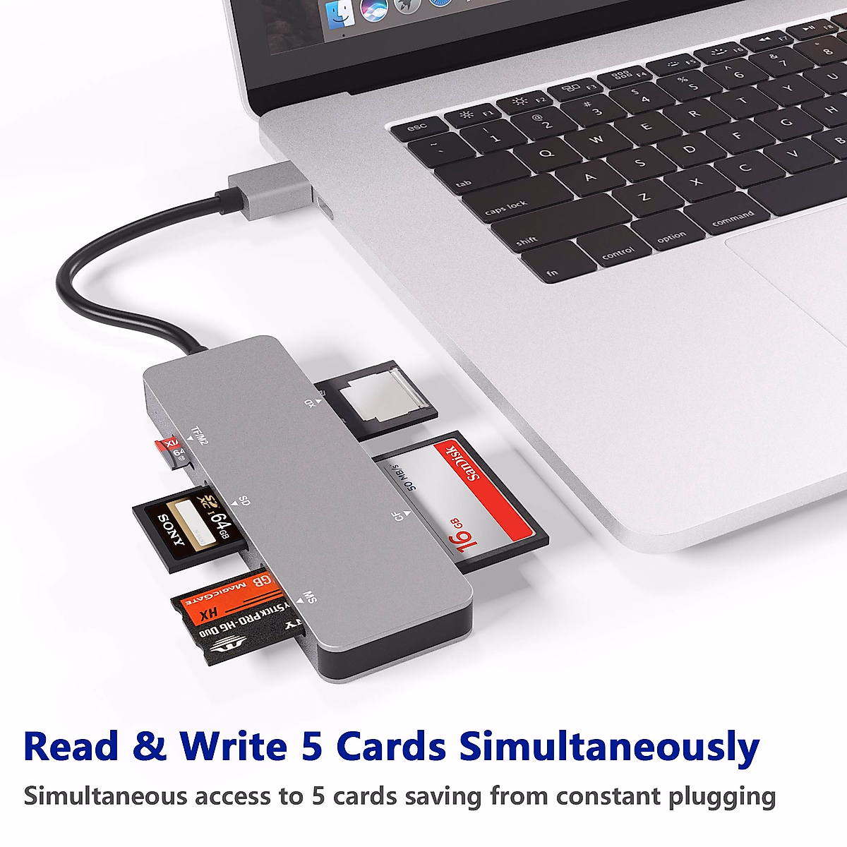 USB3.0 XD Card Reader, USB 3.0 (5Gps) High Speed TF/SD/MS/M2/XD/CF Memory Card Solt Combo Adapter, 6 in 1 Aluminum Card Reader,Compatible with Windows XP/Vista / 7/8 / 8.1/10, Mac OS, Linux