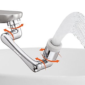 Spurtar 1440° Faucet Extender for Bathroom Sink, 2 Water Outlet Modes 1080° Rotatable Faucet Aerator + 360° Swivel Faucet Attachment Kitchen Faucet Extension, Tap Adjustment for Face Washing