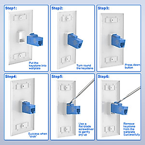 LEENUE UL-Listed RJ45 Keystone Coupler 24-Pack, Cat 6/5E/5 POE Ethernet Keystone Inline Coupler, Blue