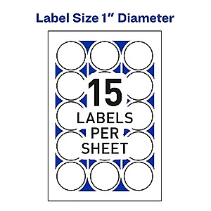 Avery Mailing Seals, 1" Round Labels, White, 600 Printable Mailing Labels (05247)