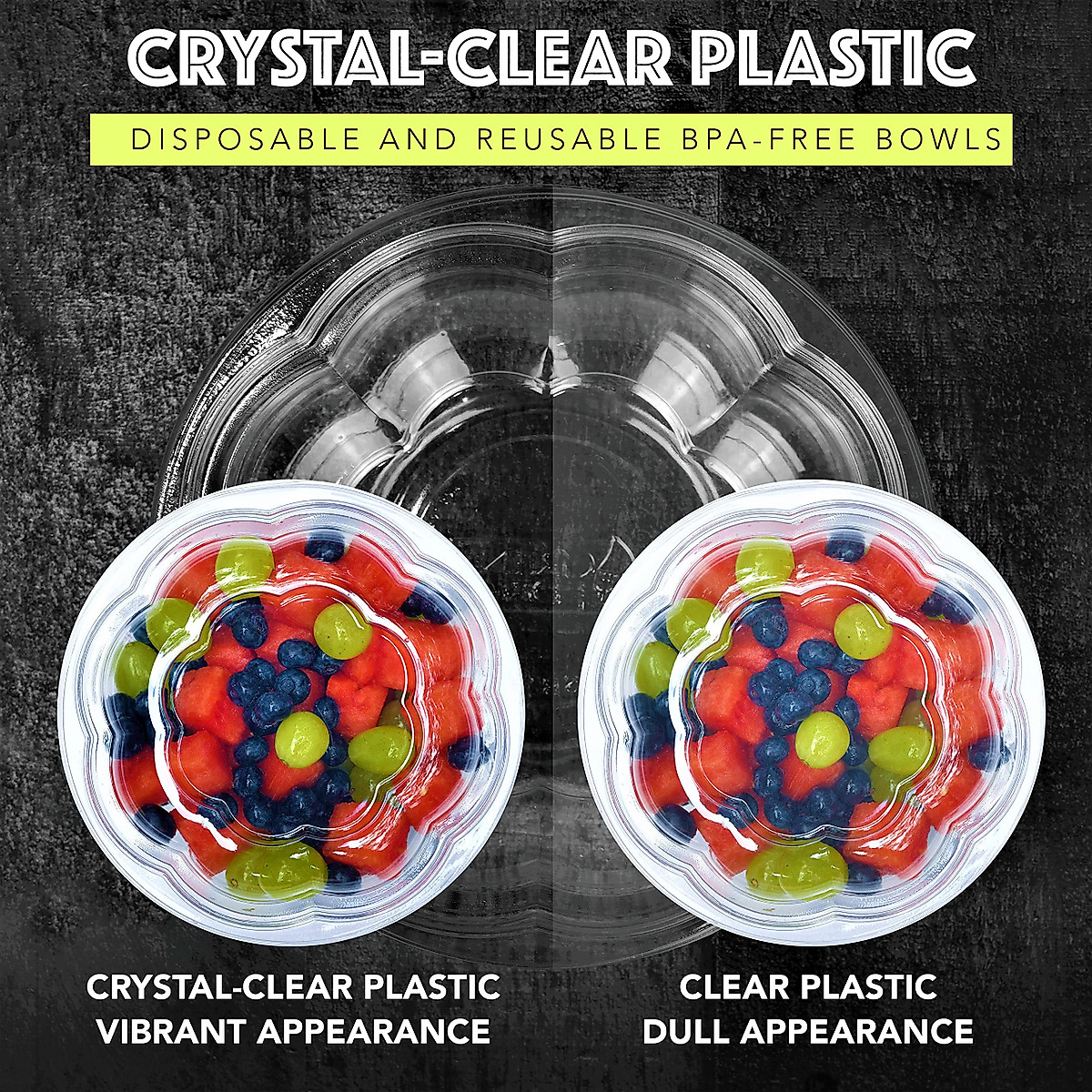 Green Direct 18 oz. Salad Containers with Lids - Pack of 50 | Clear Plastic Salad Bowls for Lunch, Serving, and Mixing