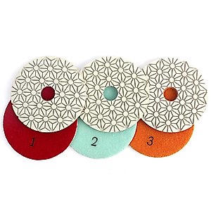 3 Step Diamond Polishing Pads 4-Inch for Granite Marble Quartz Engineered Stone