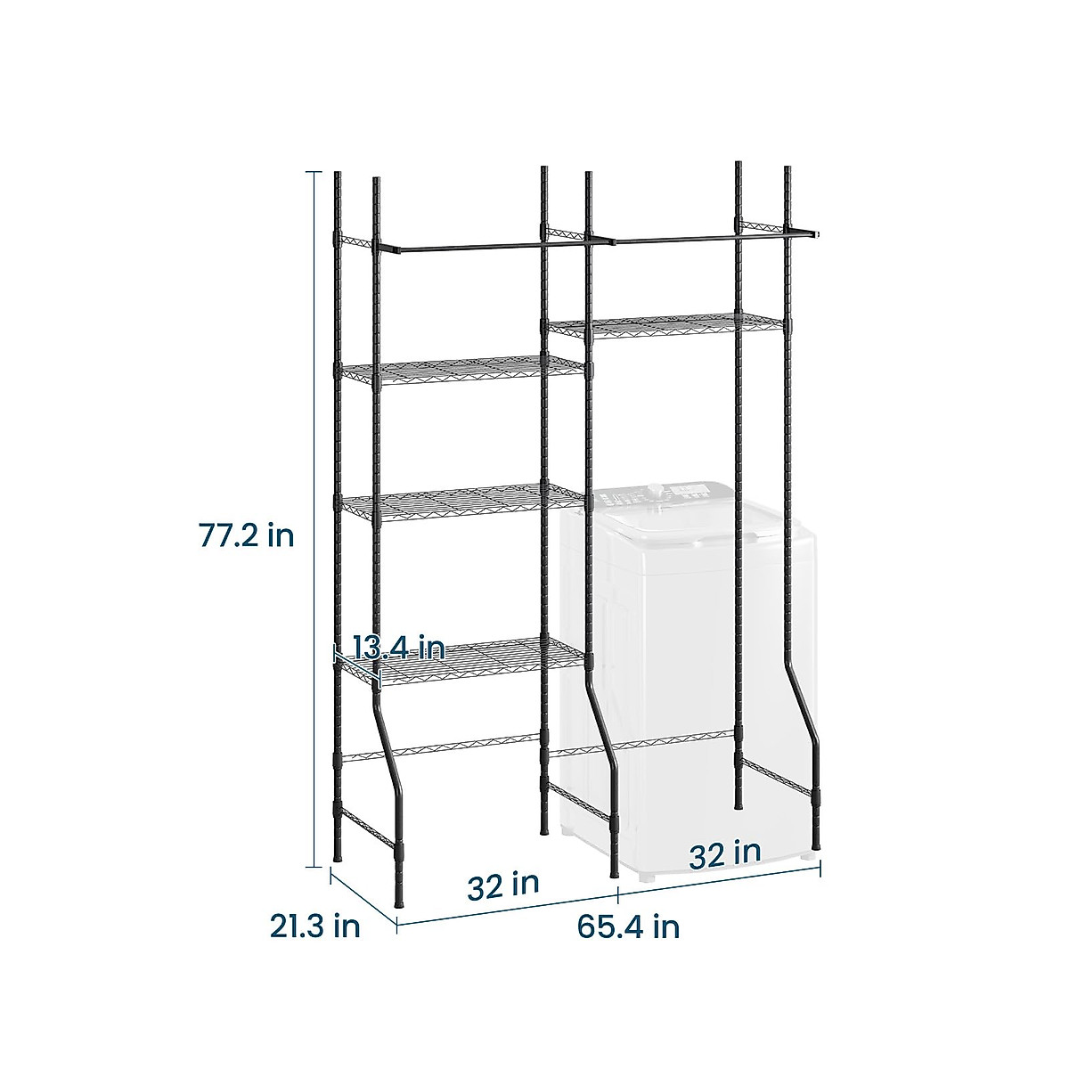 YORKING Clothes Drying Rack, Over The Washer and Dryer Storage Shelf with Adjustable Shelves, Space Saving Drying Rack for Laundry Room Easy Storage