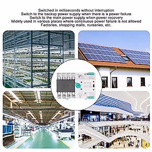 Dual Power Automatic Transfer Switch AC 400V 4P 100A ATS PC Automatic Changeover Toggle Switch for Municipal Electricity, UPS, Inverter, Solar