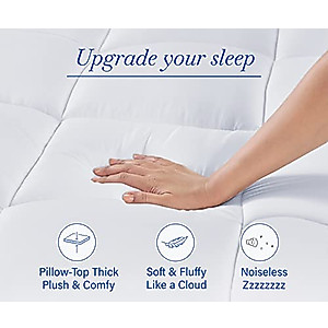 Extra Thick King Size Cooling Mattress Topper, Plush King Size Pillow top Mattress Topper for Bed, Very Thick Mattress Pad Cover