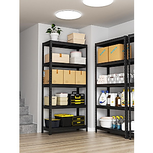 5-Tier Adjustable Metal Storage Shelves,Heavy Duty 1750 lbs Capacity Shelving,Waterproof Rust-Resistant Tool-Free Assembly Multi-Functional Garage Shelves Utility Shelf Rack 15.75"Dx31.5"Wx72"H