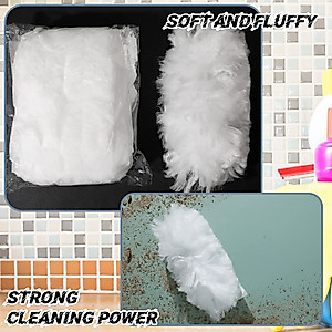 Peryiter 100 Pcs Duster Refills Kits Disposable Replacement with 2 Handle Duster, White Duster Refills Disposable Electrostatic Duster Extender Handle for Home Office Ceiling Fans Furniture