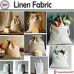 Barcelonetta | Linen Fabric | Natural Linen Cloth | Embroidery, Sewing | Soft, Breathable | 55" Wide | 70% Linen, 30% Rayon | Hemp, Jute, Needlework, Lining (Silver, 2 Yard)