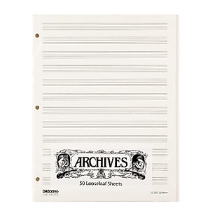 Archives LL12S Looseleaf Manuscript Paper, 12 Stave, 50 Pages