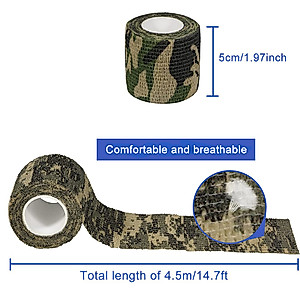 GooGou Self Adherent Bandages Camouflage Cohesive Tape Camo Elastic Sports Tape for Sports Hunting Gear and Finger Wrist Ankle 8PCS 2 in X 14.7 ft (Camouflage)