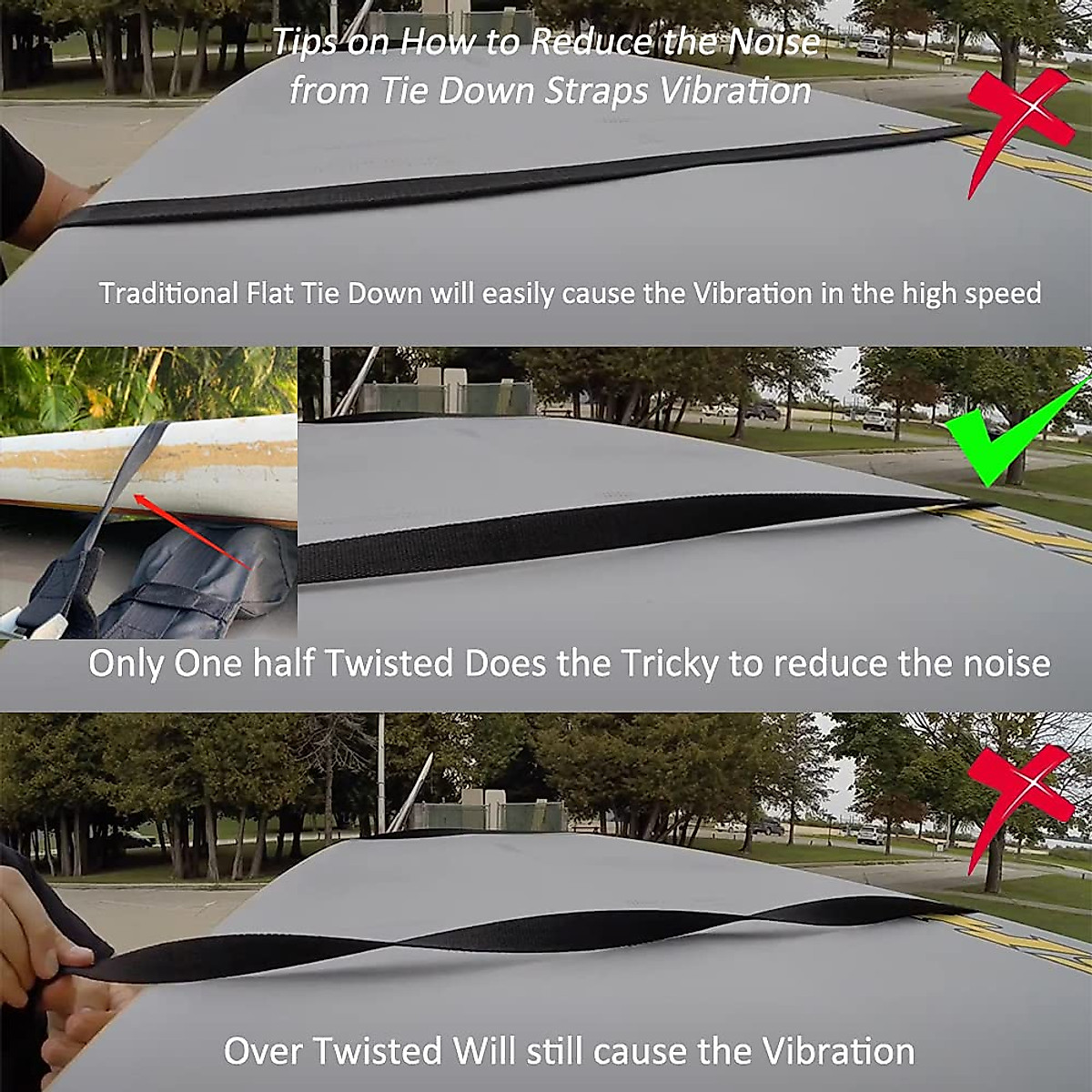 Alfa Gear Heavy Duty Hood and Trunk Straps,16.4ft 1/4" Ratchet Tie Down Rope Ultimate Solution kit for Trailing The Kayak/Canoe/SUP/Surfboard