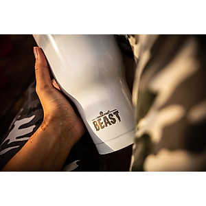 Beast 30 oz Tumbler Stainless Steel Vacuum Insulated Coffee Ice Cup Double Wall Travel Flask (Arctic White)