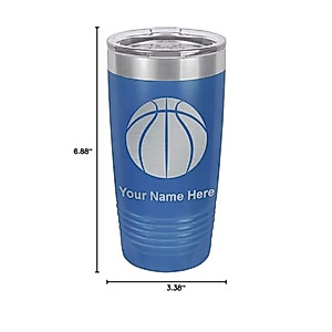 LaserGram 20oz Vacuum Insulated Tumbler Mug, Basketball Ball, Personalized Engraving Included (Dark Blue)