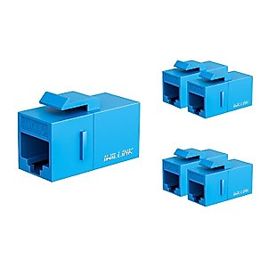 iwillink RJ45 Cat6 Keystone Coupler 5-Pack, Female to Female Cat6 Keystone Jack, UTP Keystone Coupler Insert, Blue