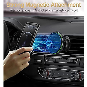 Dexnor Magnetic Case for iPhone 12 Pro Max, Compatible with MagSafe, Full-Body Shockproof Rugged Bumper Case Protective Cover with Built-in Screen Protector & Kickstand,Black