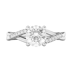 Sterling Silver Twisted Split Shank Simulated 1.0 CT Diamond Engagement Ring Promise Bridal Ring (7.5)