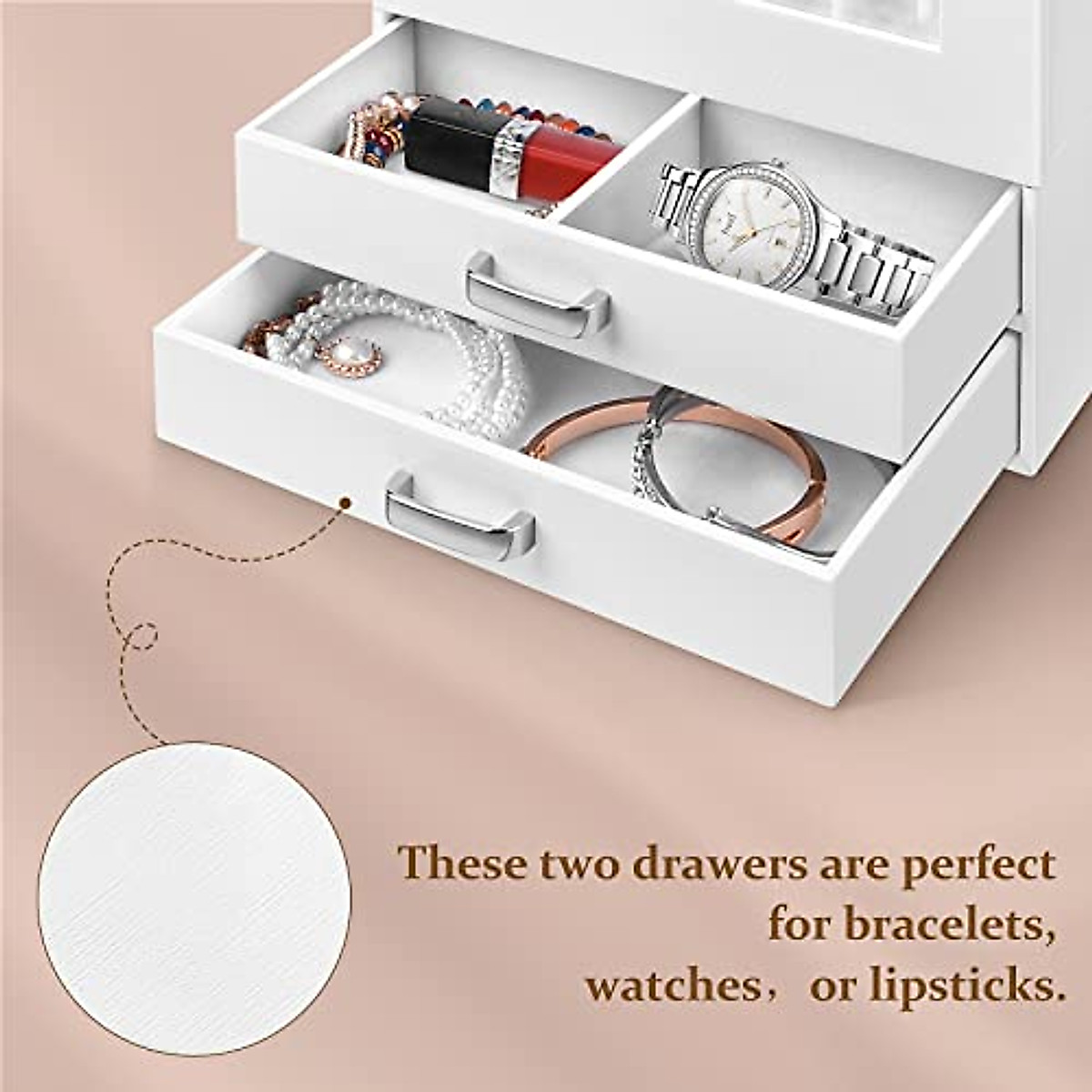 Teamkio Jewelry Box for Women Girls, 5 Trays Elegant Jewelry Organizer Stand , Necklace Holder, Jewelry Holder Display for Necklaces, Earrings, Rings, Bracelets