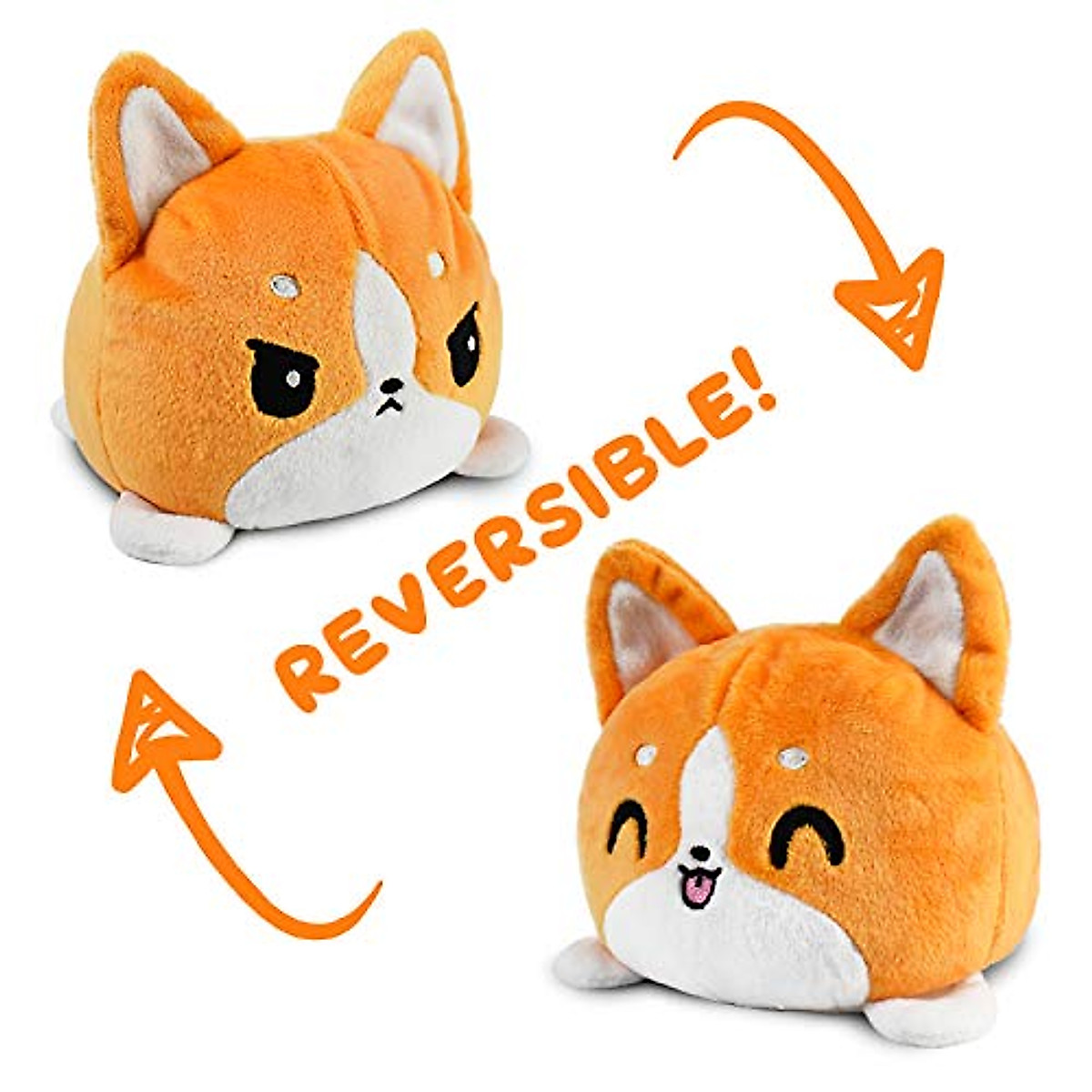TeeTurtle - The Original Reversible Dog Plushie - Corgi - Cute Sensory Fidget Stuffed Animals That Show Your Mood