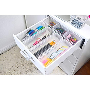 AB Designs Mixed Bin Pack, [4] Long & [4] Small Home Organizer Storage Boxes with Lids, Clear