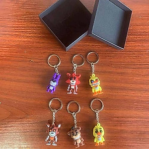 Giftbox 6PCS–size:1.6"x1.2"/each|Keychain Freddy,Foxy Key Chain,Figures Keychain,Fnaf Easter,Fnaf Plush Keychain,Fnaf Foxy Keychain,Keychain–Accessory