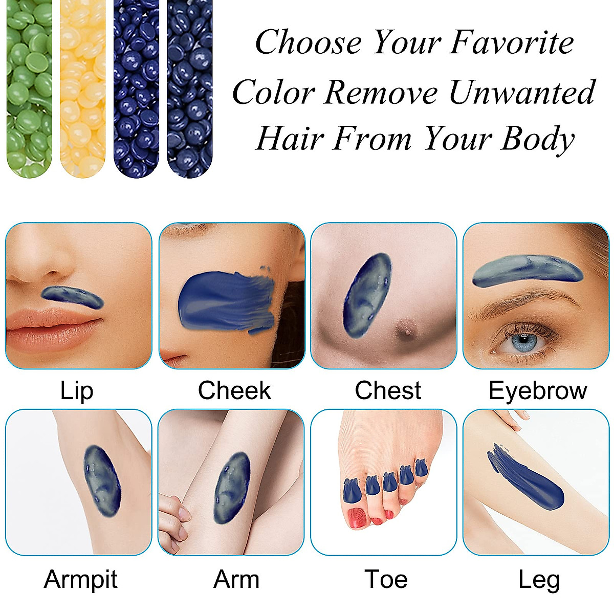 Tupheedu Waxing Warmer for Hair Removal - Painless Stripless Waxing Kit for Women and Men with 4 Wax Beans for Coarse Hair, Eyebrows, Armpits, and Bikini Area