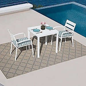 Soleil Jardin 3-Piece Outdoor Bistro Set Aluminum Patio Furniture Bistro Table Set Outdoor Dining Table and Stackable Chairs with Cushion, White Finish & Lattice Cushion