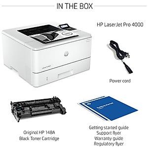 HP Laserjet Enterprise M611x Wireless Ethernet Monochrome Laser Printer, Print only, White - Auto Duplex Printing, 65 ppm 1200x1200 dpi, WiFi, EPEAT Gold, 4.3" Touchscreen, 512MB, Cbmou Printer Cable