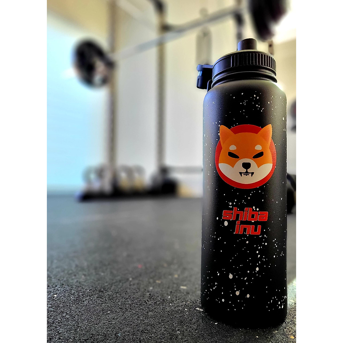Shiba Inu Insulated Water Bottle, 40 oz, Double Wall Vacuum Seal Stainless Steel, Space Moon Design