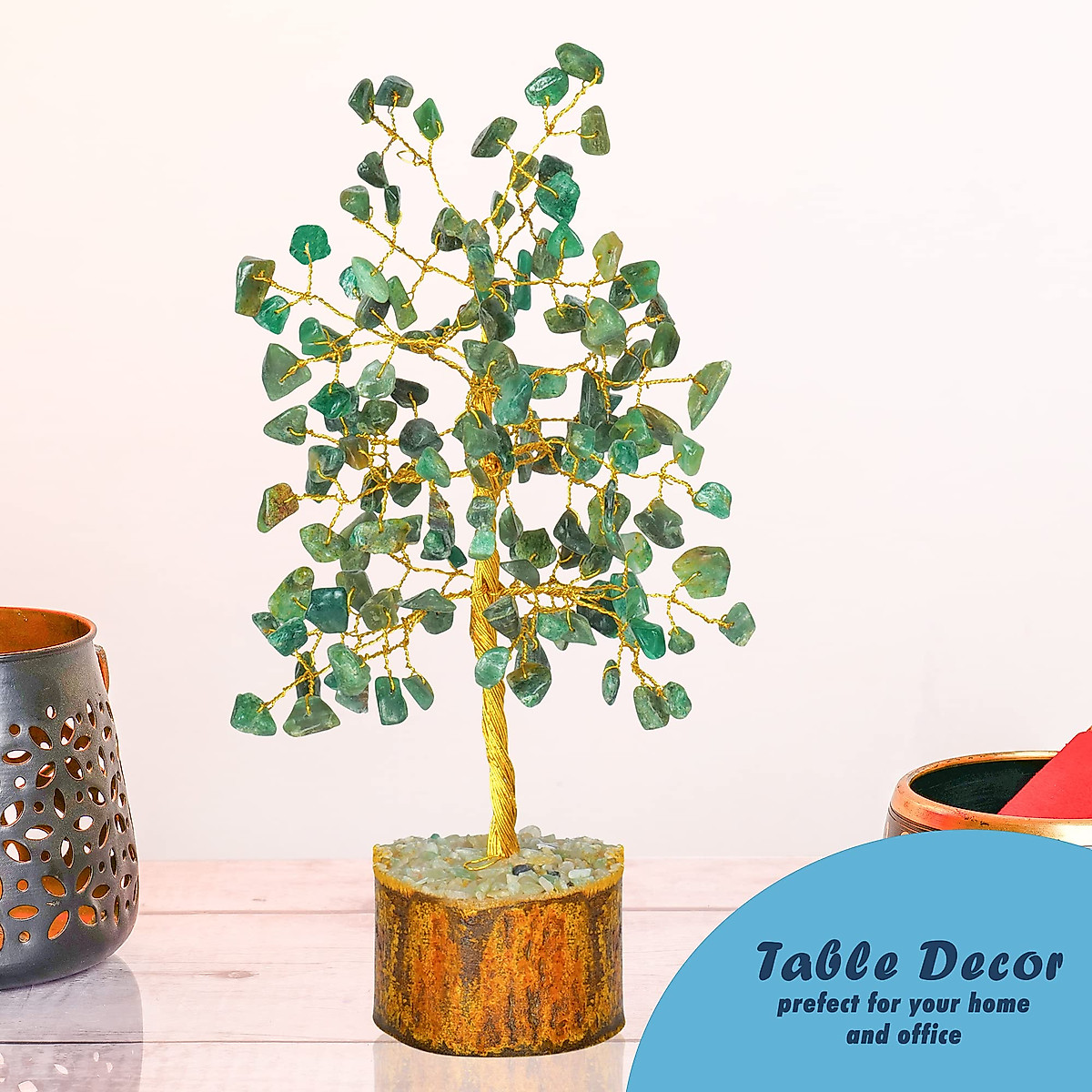 YATHABI Green Aventurine - Crystal Tree for Positive Energy - Chakra Money Tree - Green Adventurine Stone - Chakra Tree - Crystals for Luck - Crystal Bonsai Tree - Crystal Gift